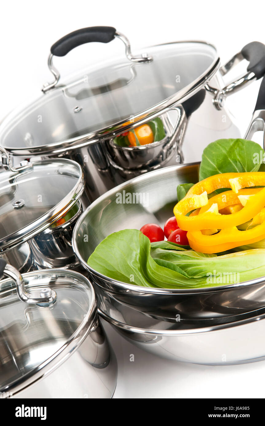 kitchen cuisine pots pans set vegetables glass chalice tumbler food ...
