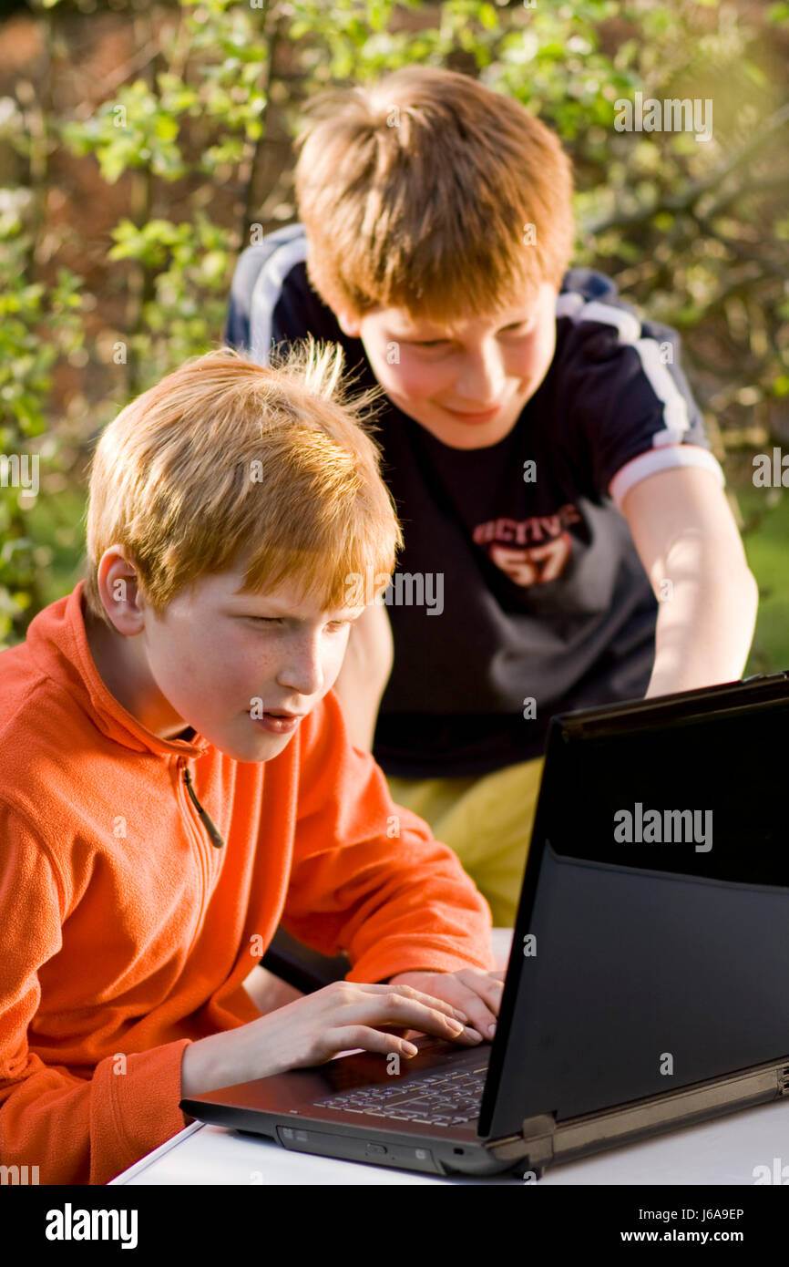 laptop notebook computers computer modern modernity childhood boy lad ...