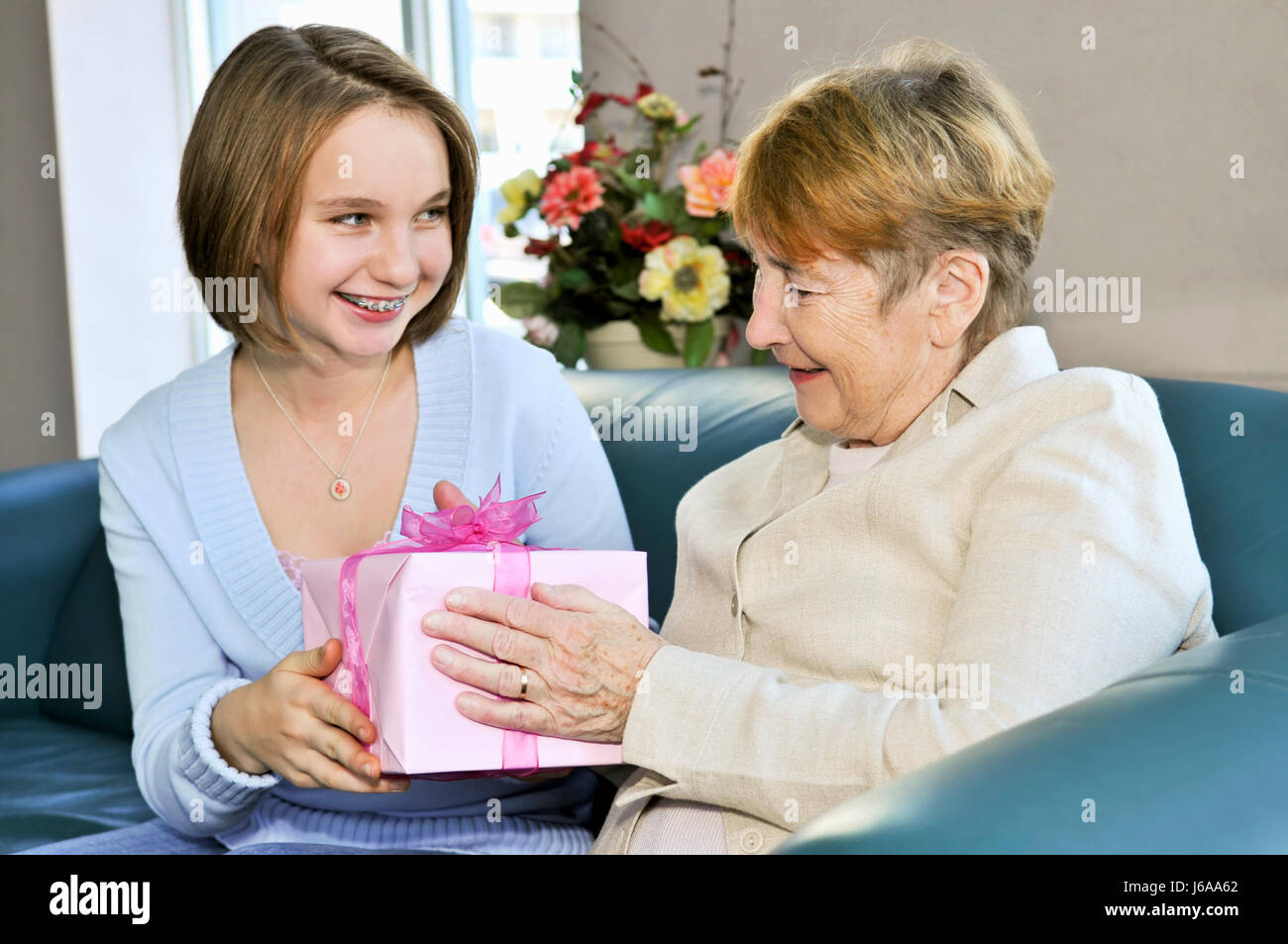Teen Grandmother Visit Granddaughter Old Girl Girls Woman Humans Human
