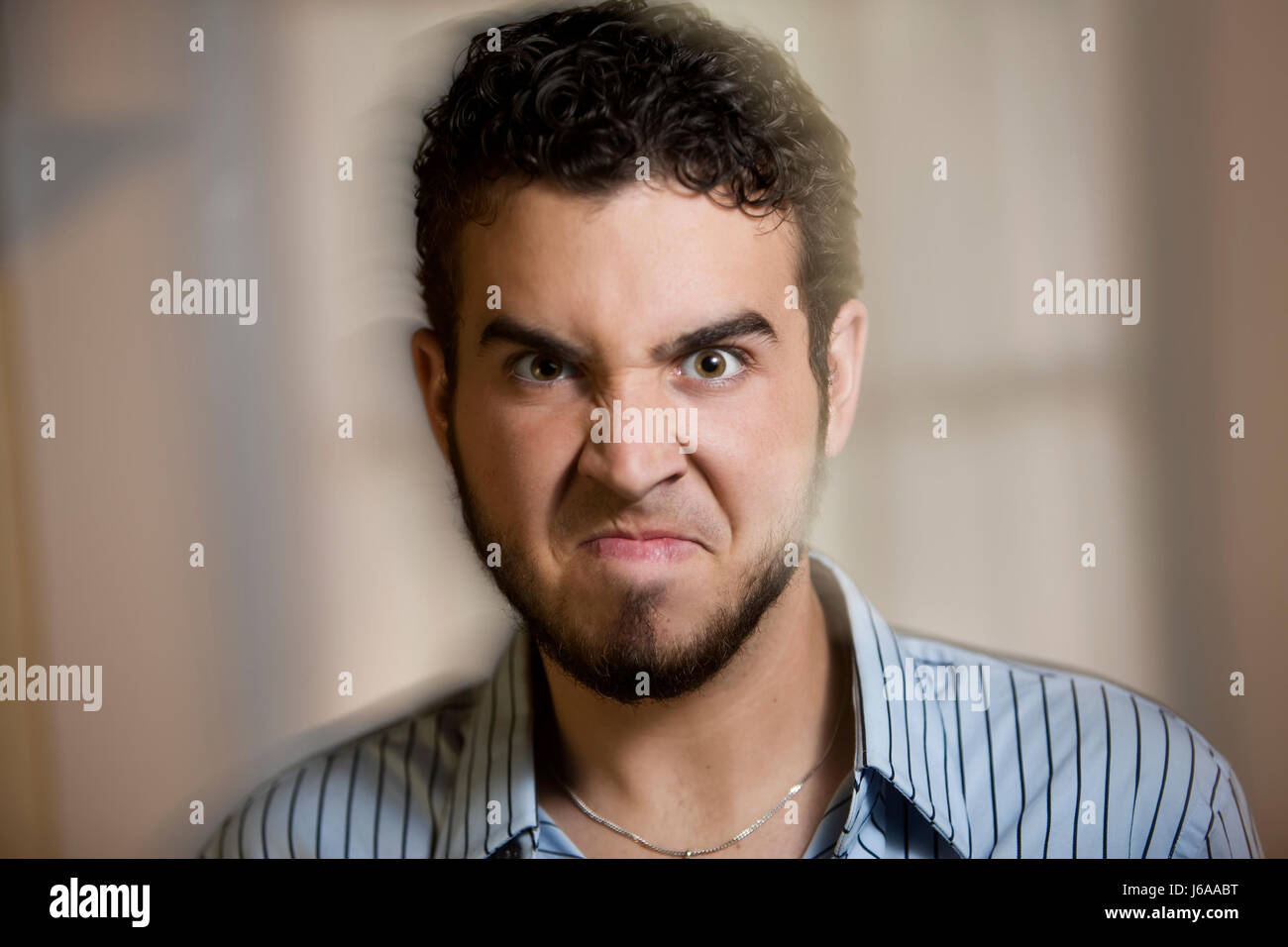 male masculine scary beard anger resentment annoy expression defiant ...