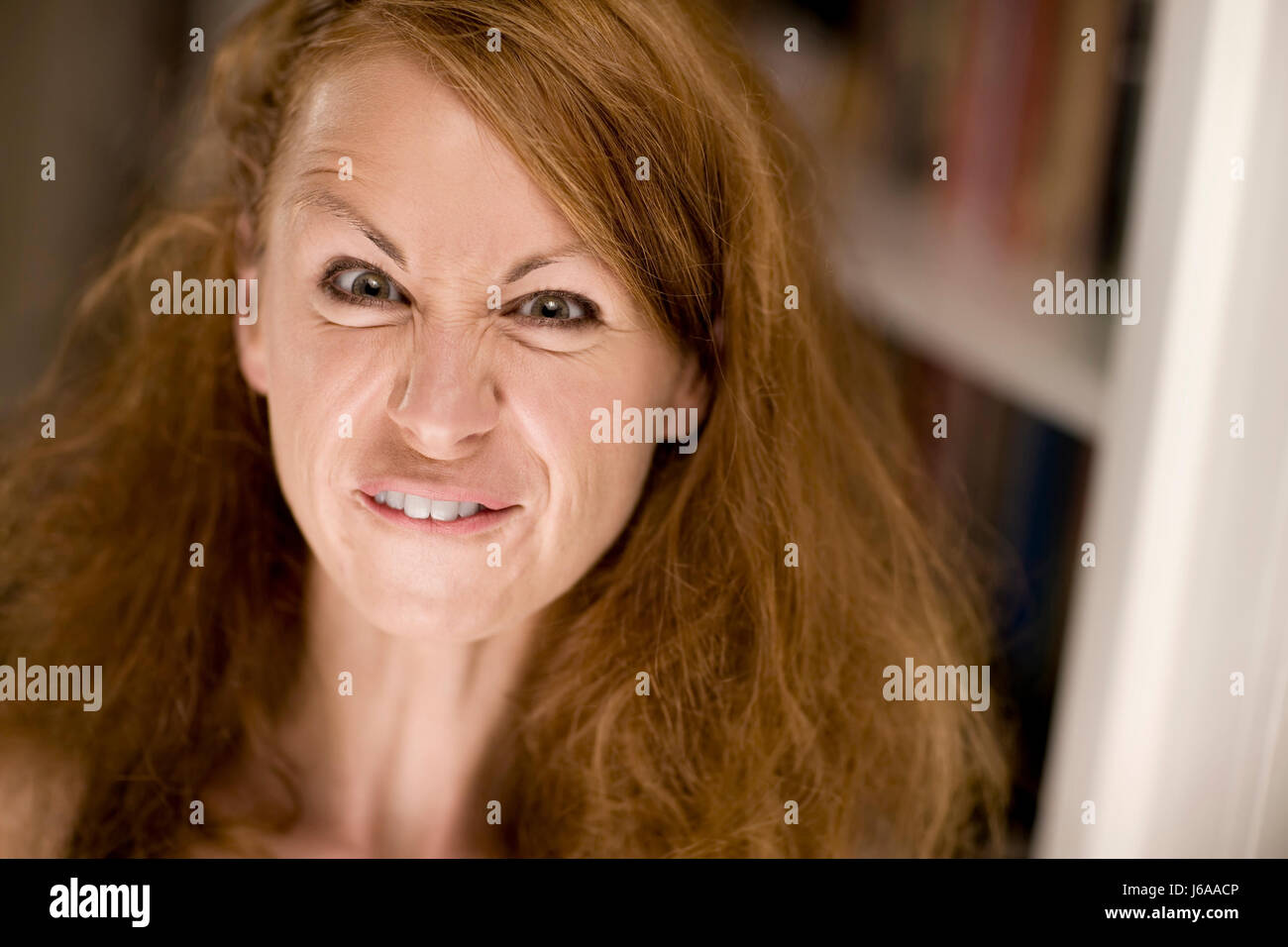 woman lady female teeth face portrait eye organ lips silly bizarre bad ...