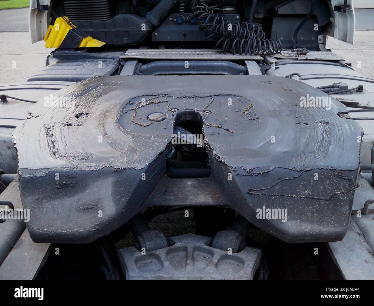 grease besmear tractor prime mover truck lorry thick black swarthy ...