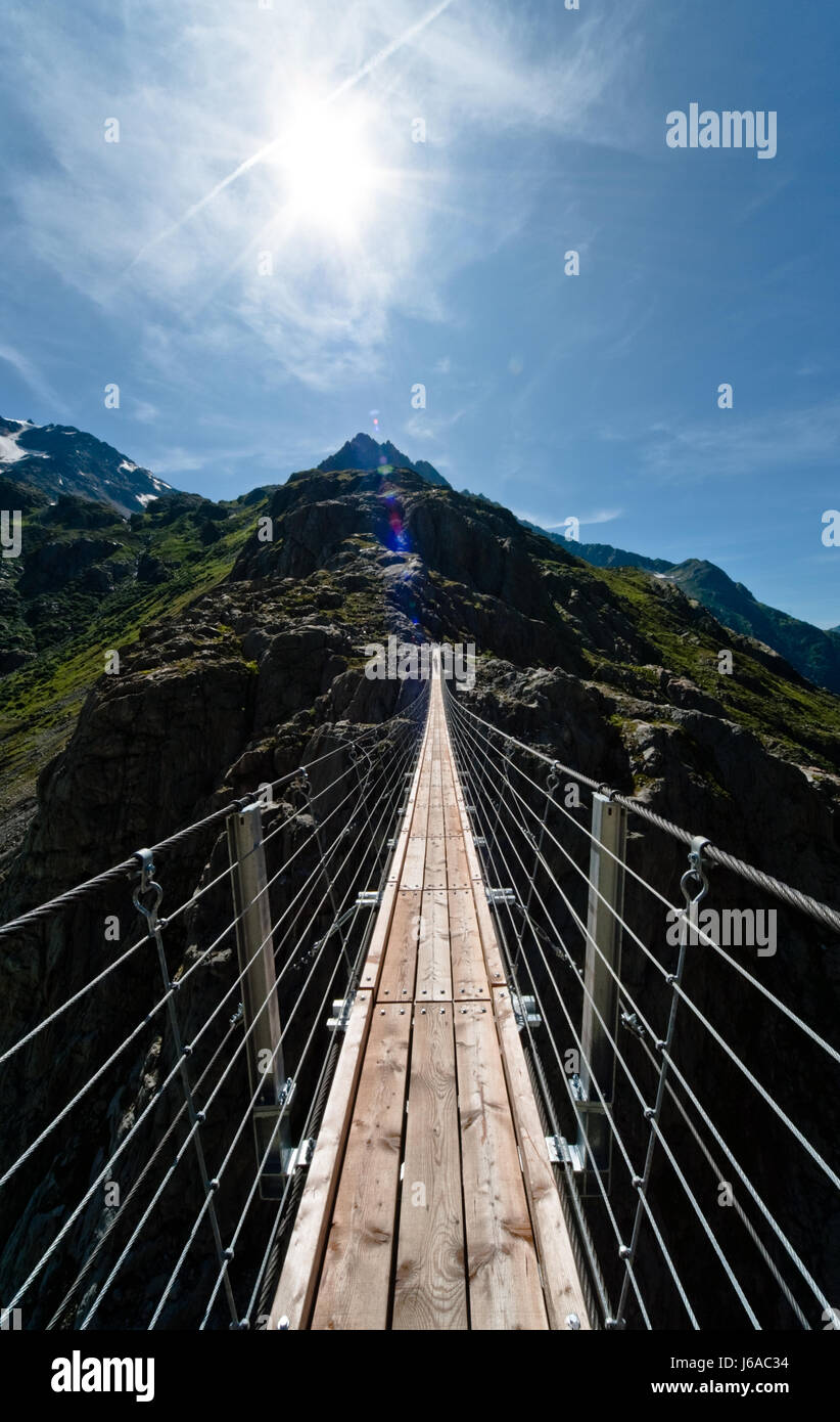 alps switzerland rock suspension bridge ravine high pressure area ...