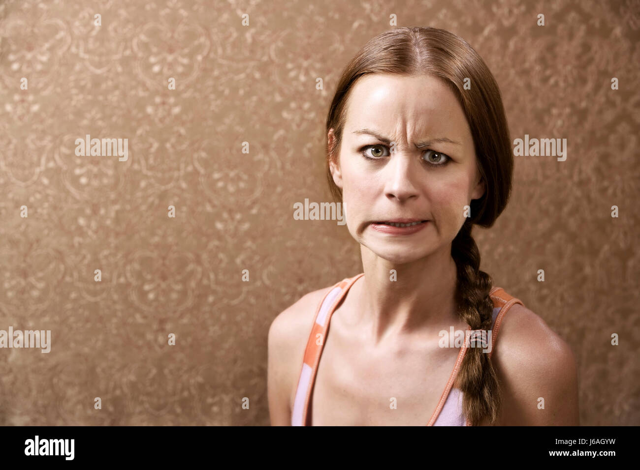 woman lady female mouth teeth face eyes lips fear adult horror anger ...