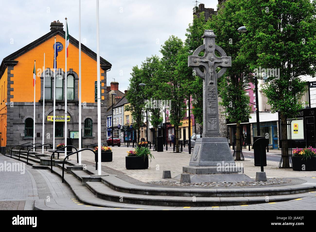 City centre of Cashel, County Tipperary, Ireland. The colorful building ...