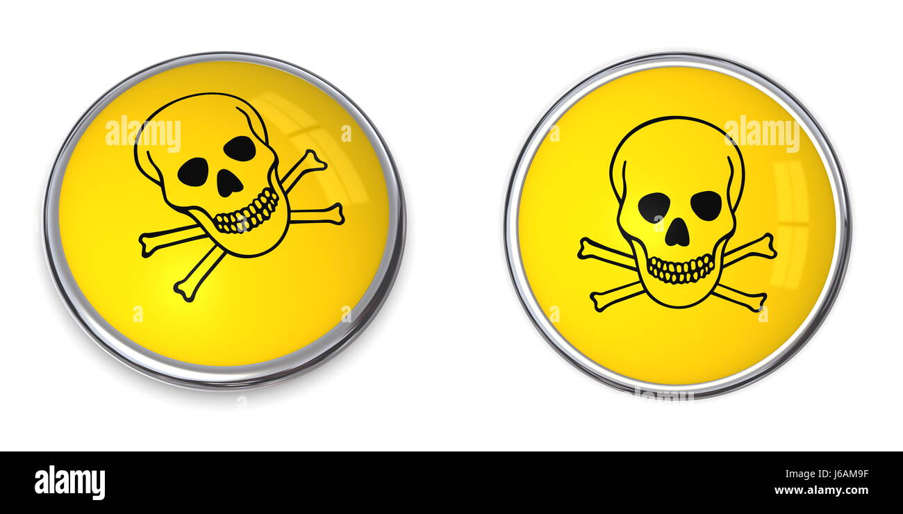 round about silver button poison warning yellow danger isolated ...