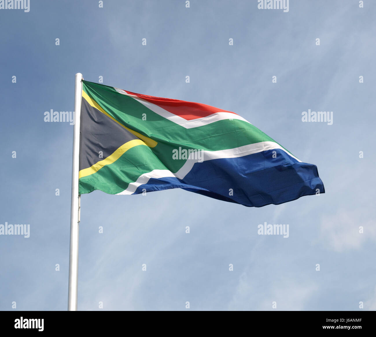 africa flag south African floating firmament sky wind blue africa flag ...