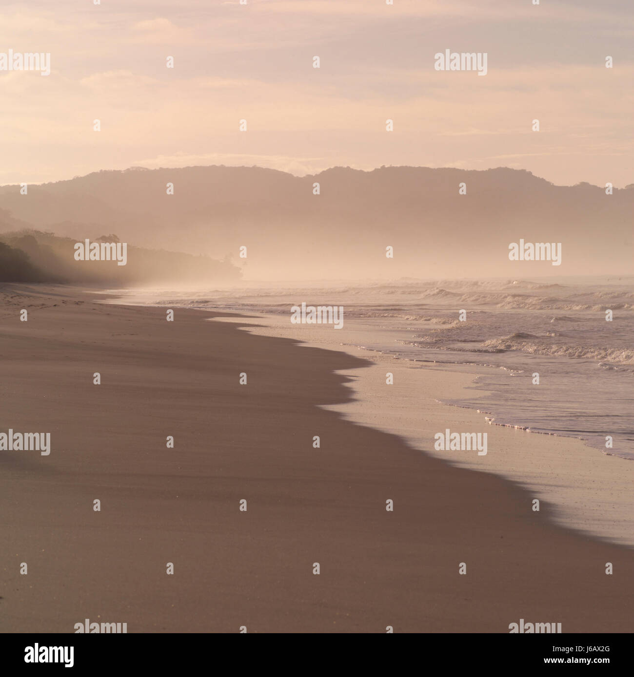 horizon fog beach seaside the beach seashore waves central america wave ...
