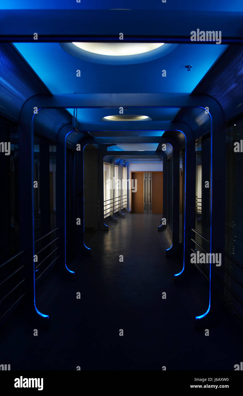 blue corridor goal passage gate archgway gantry door technology color ...
