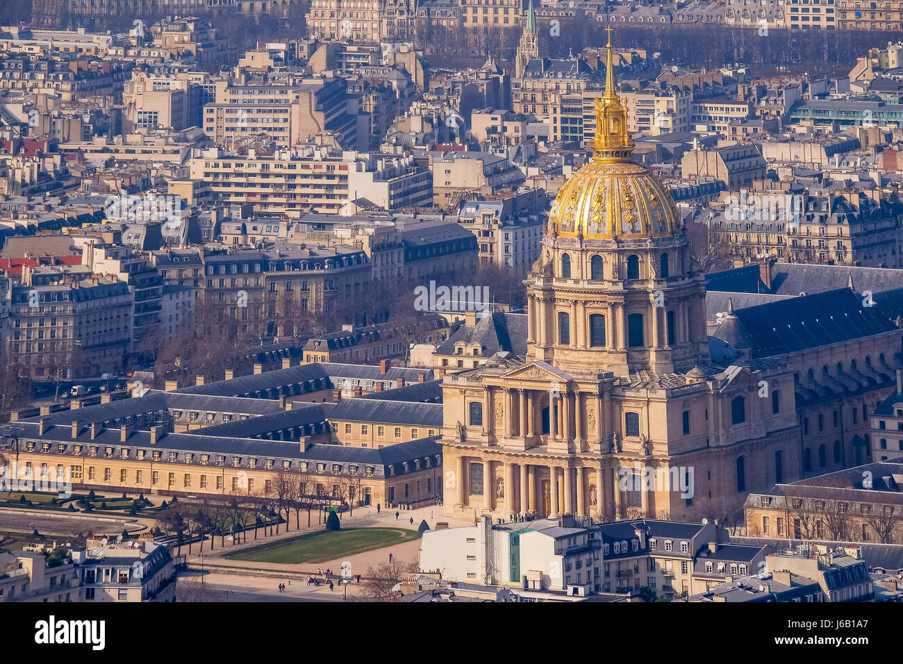 Paris, France - aerial city view with Invalides Palace and Pantheon ...