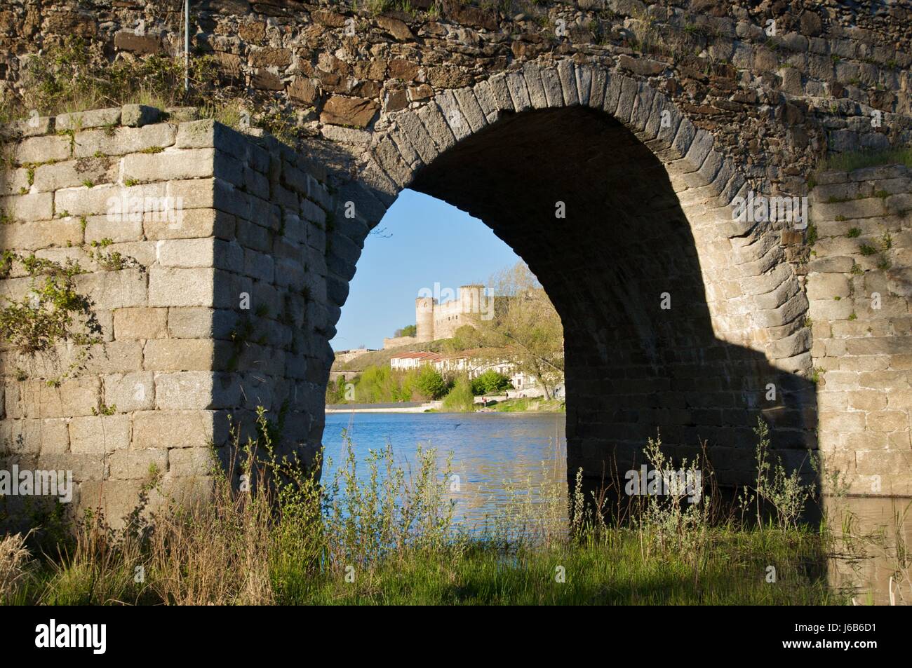 monument stone bridge spain castle landmark ancient river water chateau ...