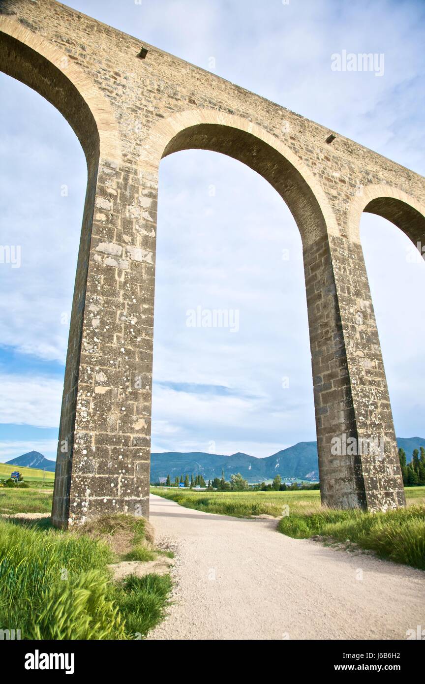monument bridge spain aqueduct conduit landscape scenery countryside ...
