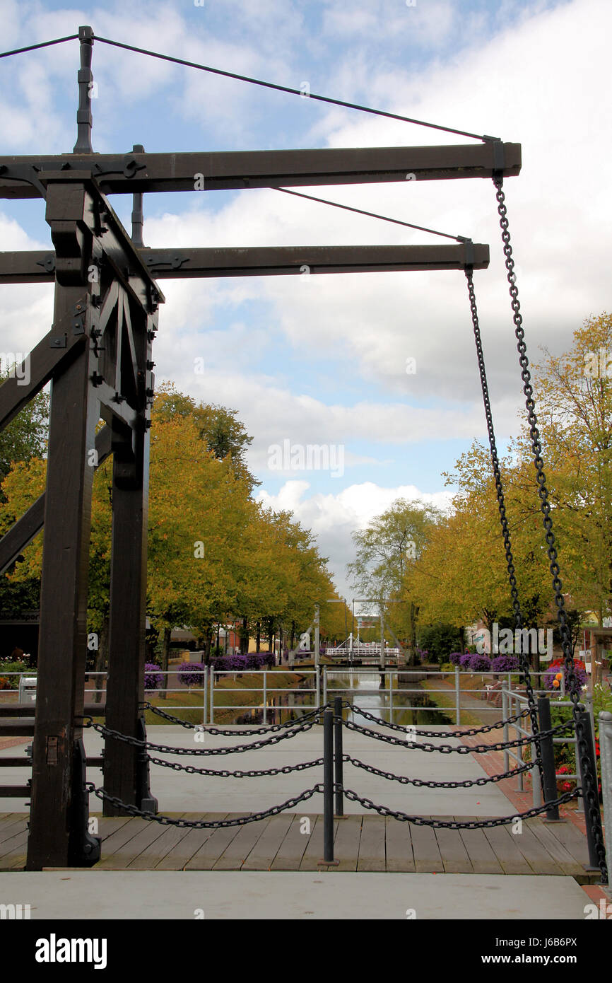 bridge drawbridge blue historical tree wood bridge europe flower ...