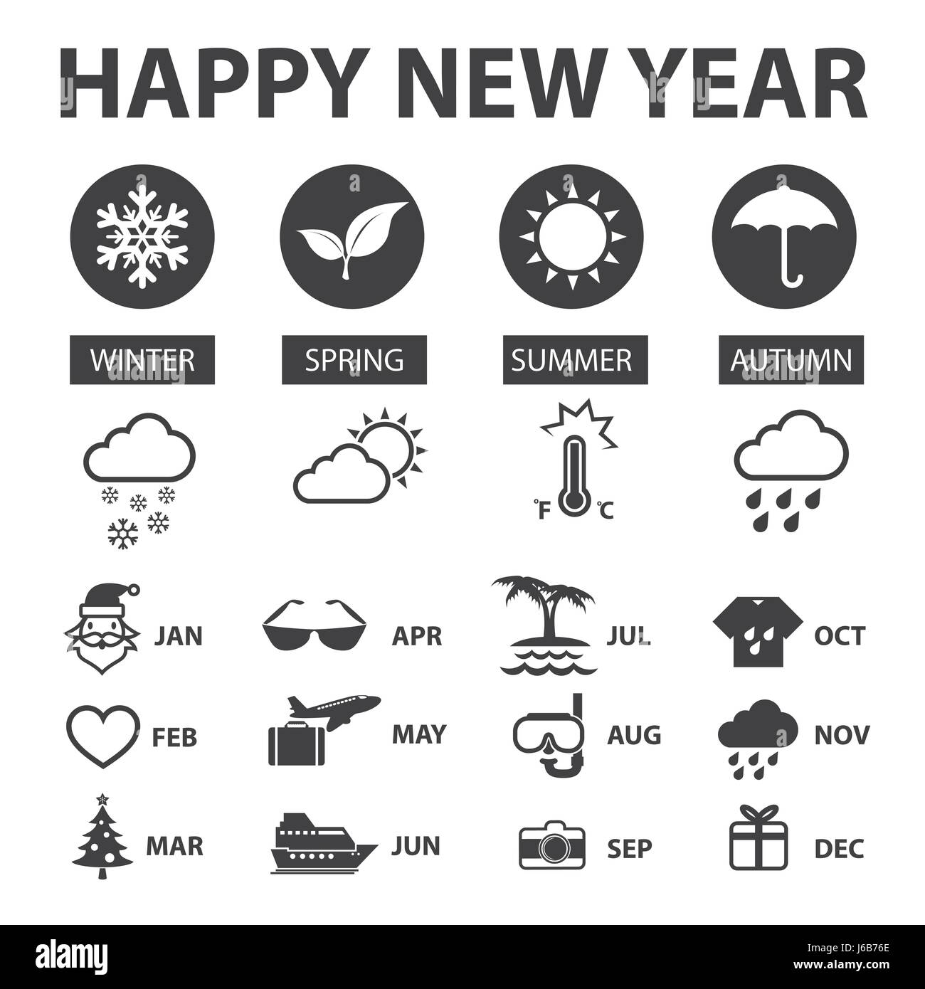 New year and Weather icons Stock Vector Image & Art - Alamy