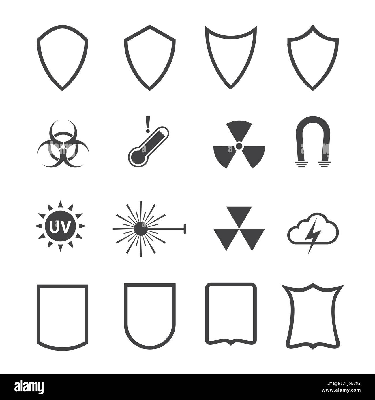Shield and protection icons set on texture background. Vector Stock ...