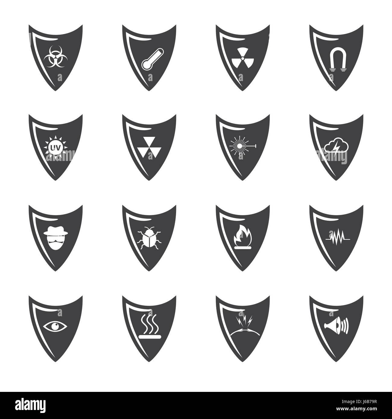 Shield and protection icons set on texture background. Vector Stock ...
