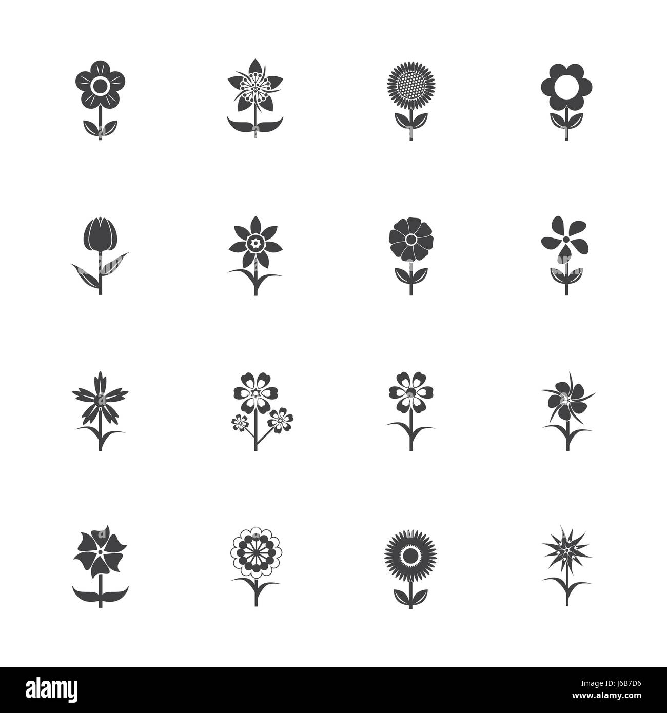Flowers icons set Stock Vector Image & Art - Alamy