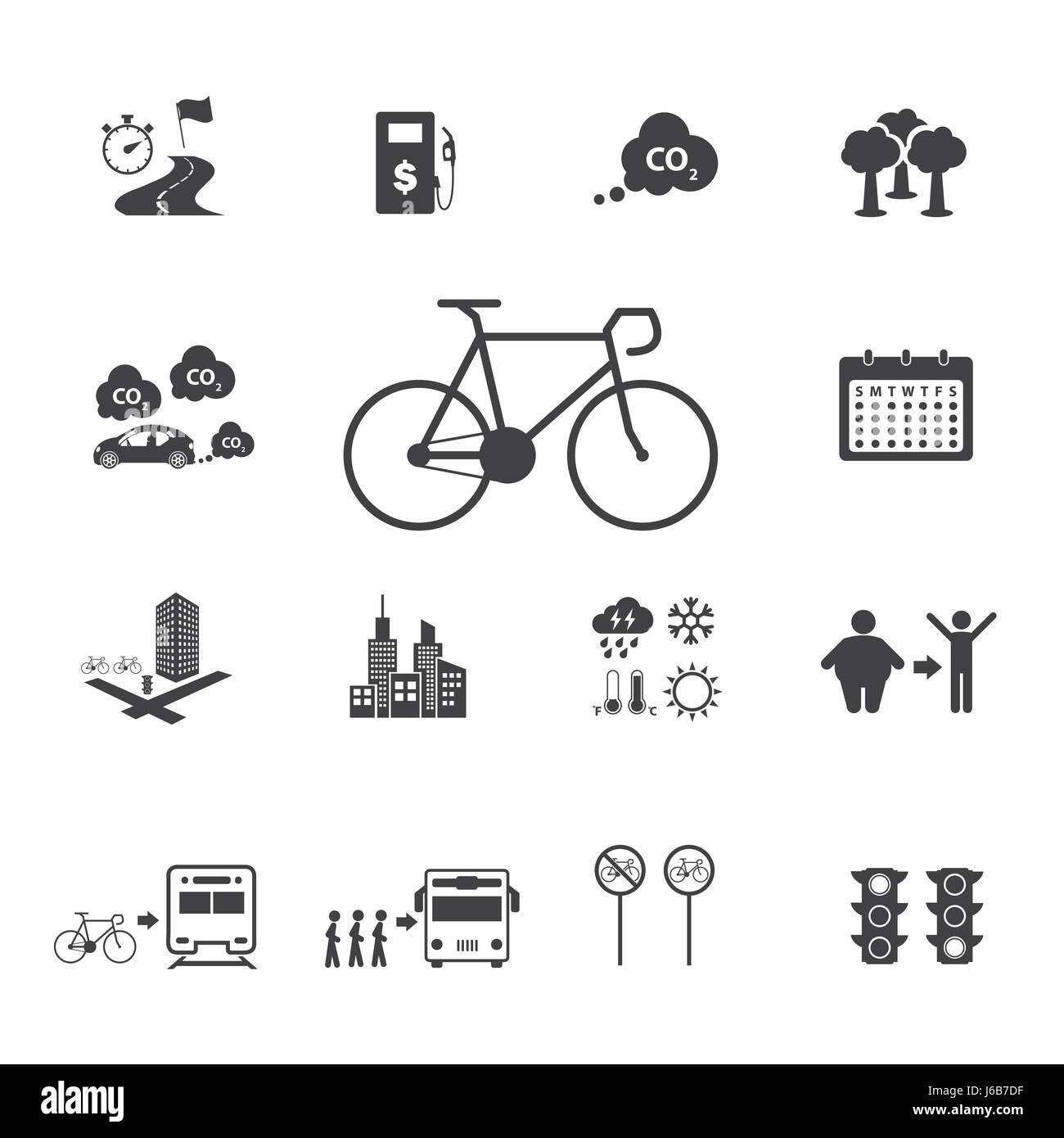 The benefits of the cyclist. Bicycle icons set Stock Vector Image & Art ...