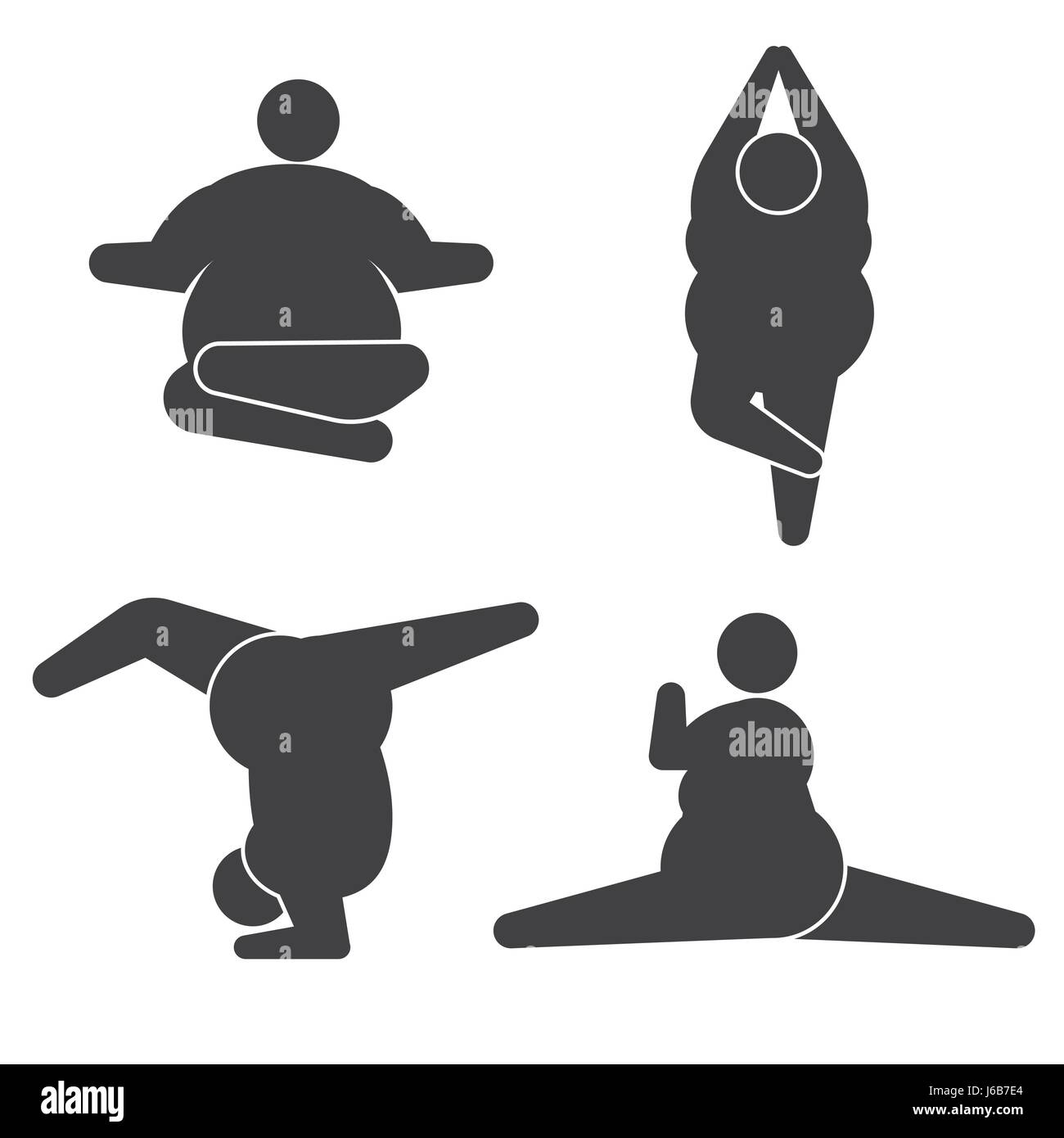 Fat overweight woman ,obese women exercises and pose practicing yoga ...