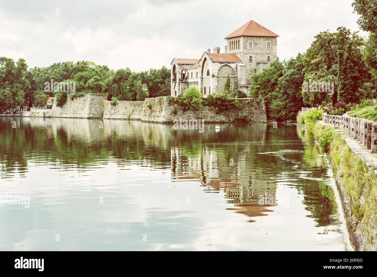 Beautiful castle in Tata, Hungary. Travel destination. Architectural ...