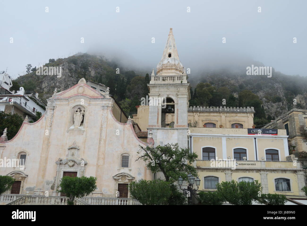 Nice church in Taormina, Sicily island, Italy.On a square, interesting ...
