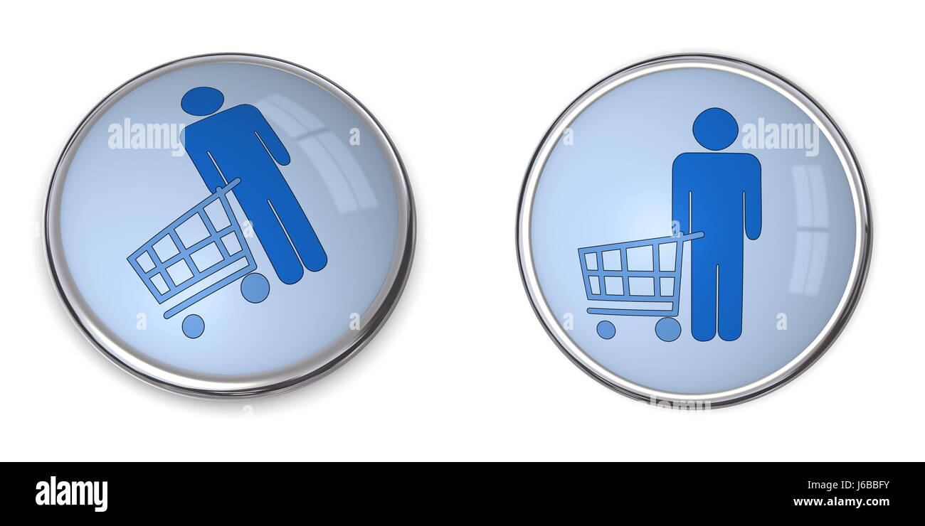 blue shopping button icon cart man blue humans human beings people folk ...