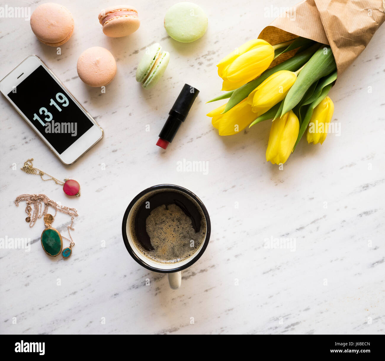 Female desktop accessories mock hi-res stock photography and images - Alamy