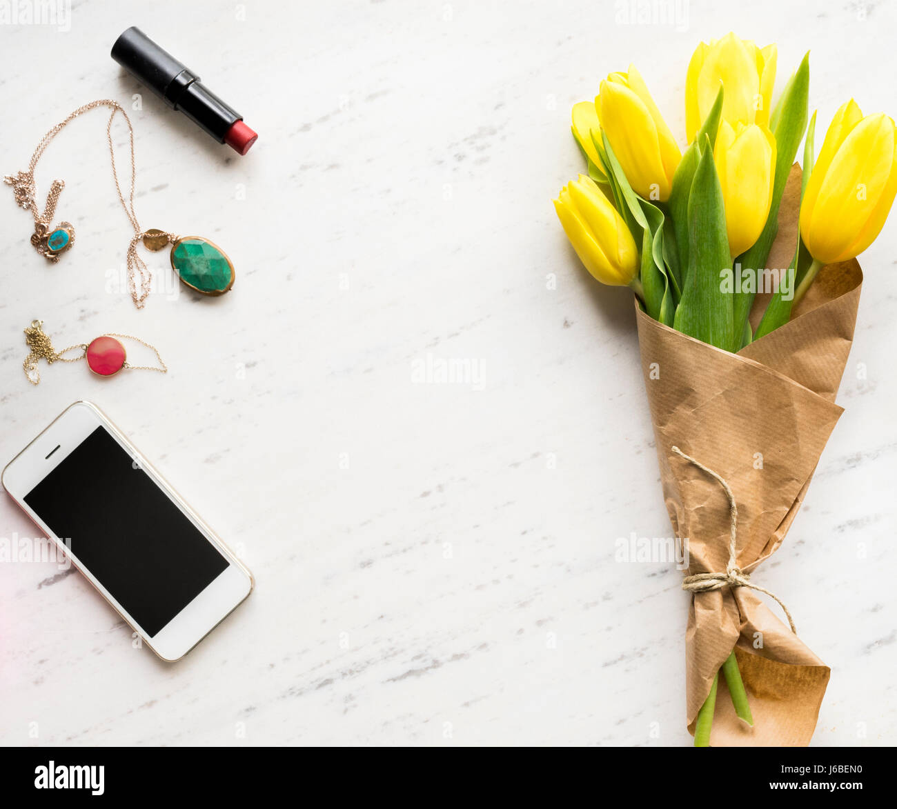 Female desktop accessories mock hi-res stock photography and images - Alamy