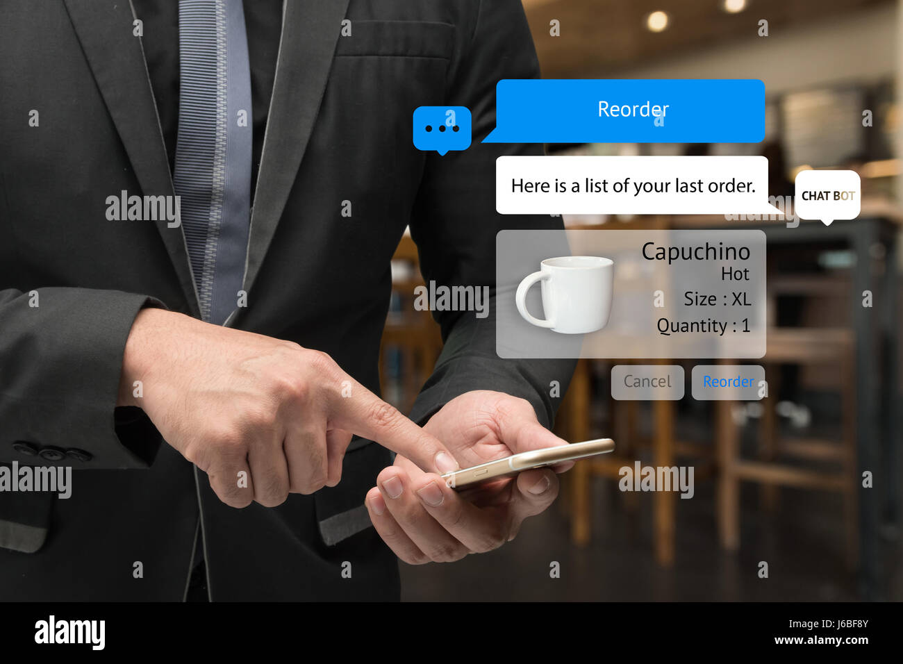 Chatbot future marketing and car sharing concept. Business man suit ...