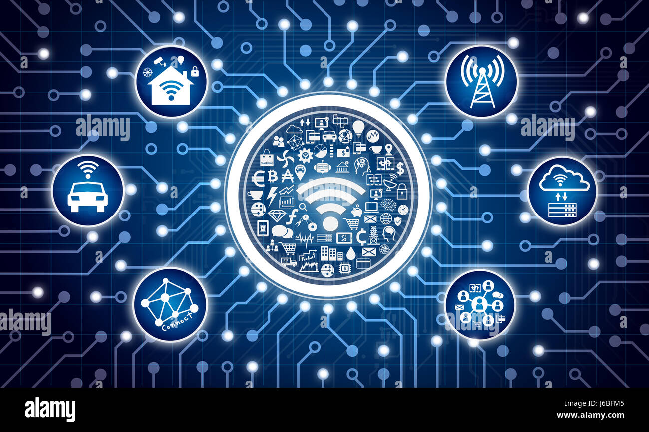 Internet of things concept . Electric circuit graphic and infographic ...