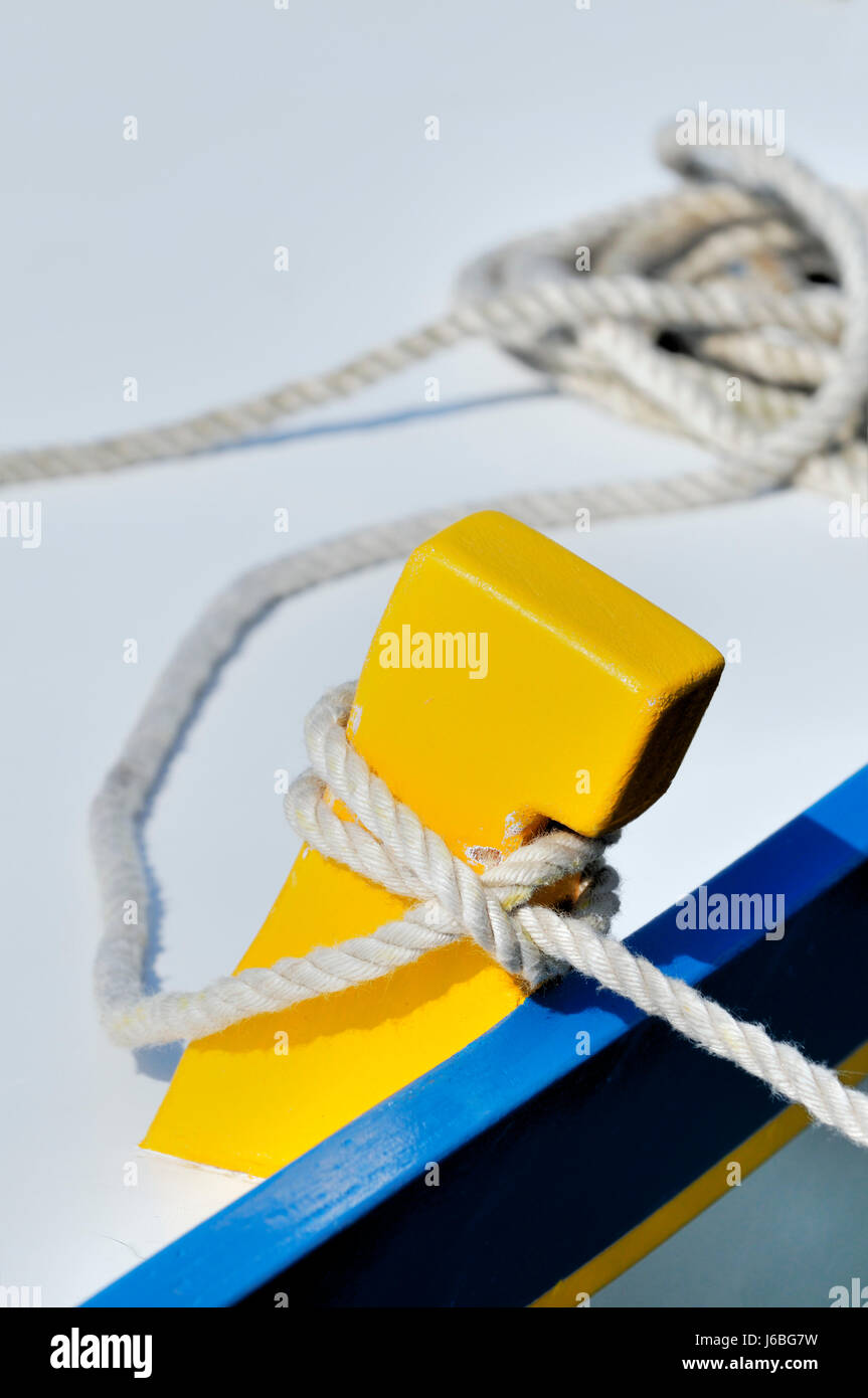 boat fasten rope rowing boat sailing boat sailboat watercraft blue ...