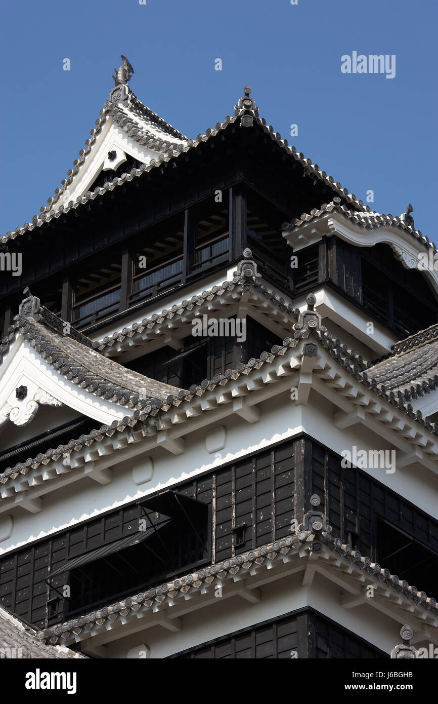 asia japan medieval castle building chateau blue travel monument wood ...