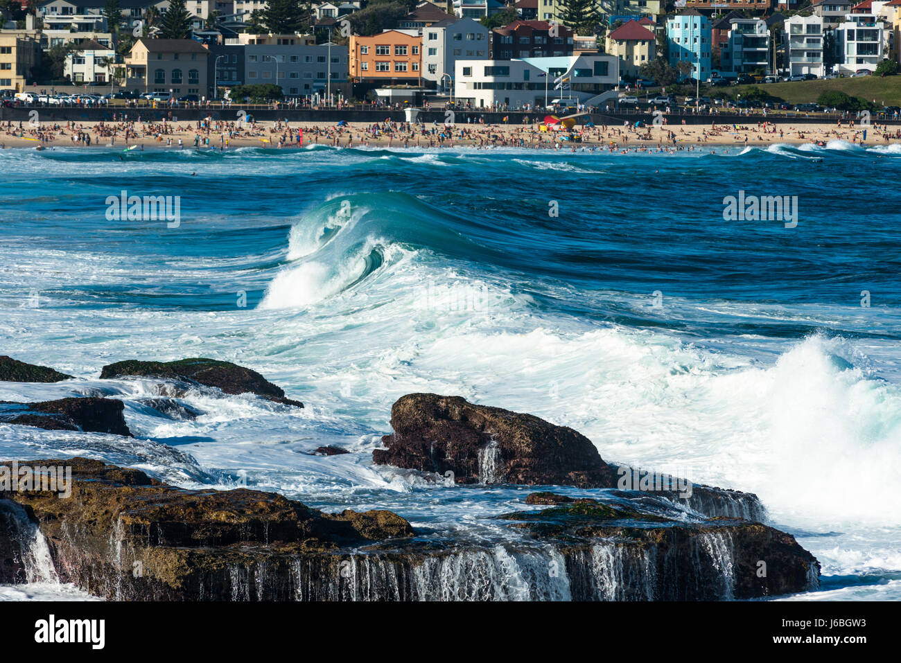 Waves over rocks near Bondi beach, Sydney, Australia Stock Photo - Alamy