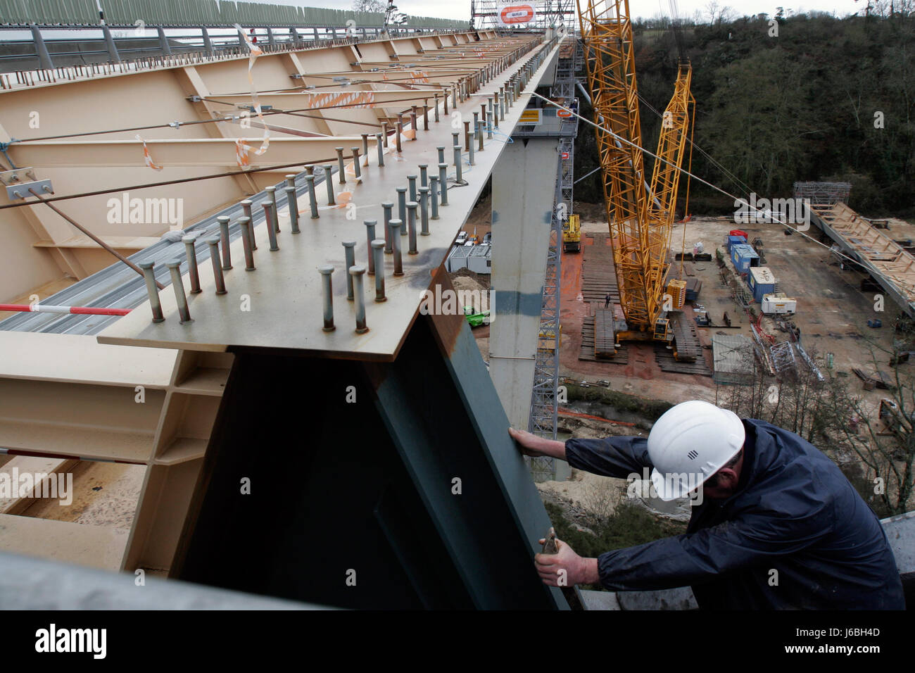 bridge handling motorway highway helmet viaduct metallic man section ...