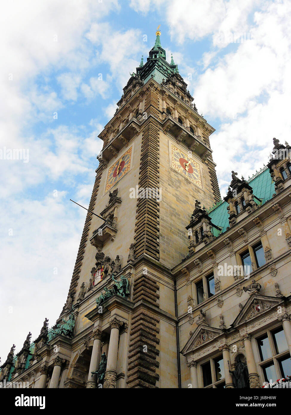 tower hamburg town hall sandstone clock clock tower granite tower ...