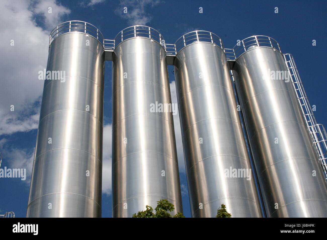 tank industrial plant four silver aluminum aluminium tank silo ...