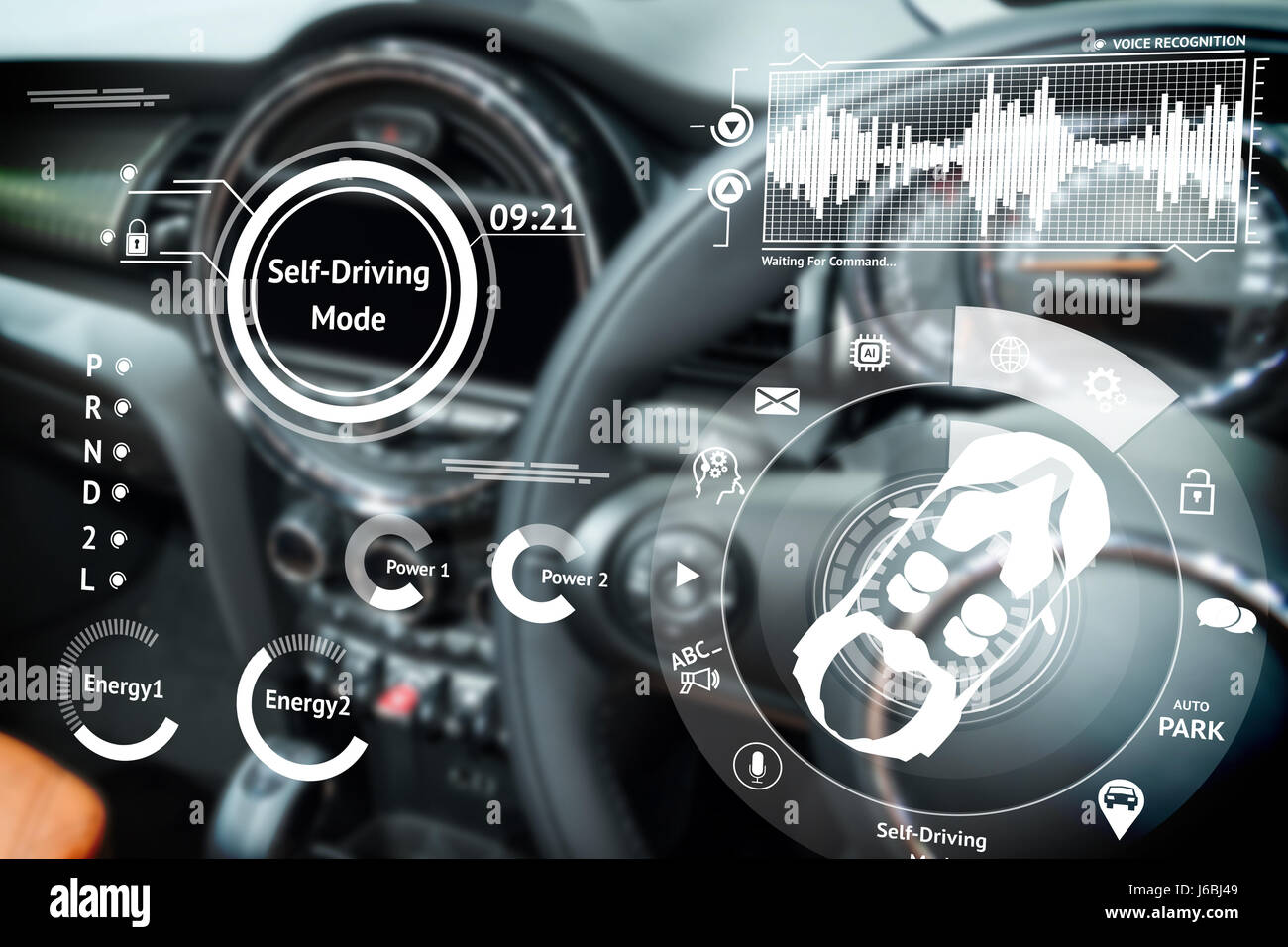 Self driving mode car graphic screen hi-res stock photography and ...