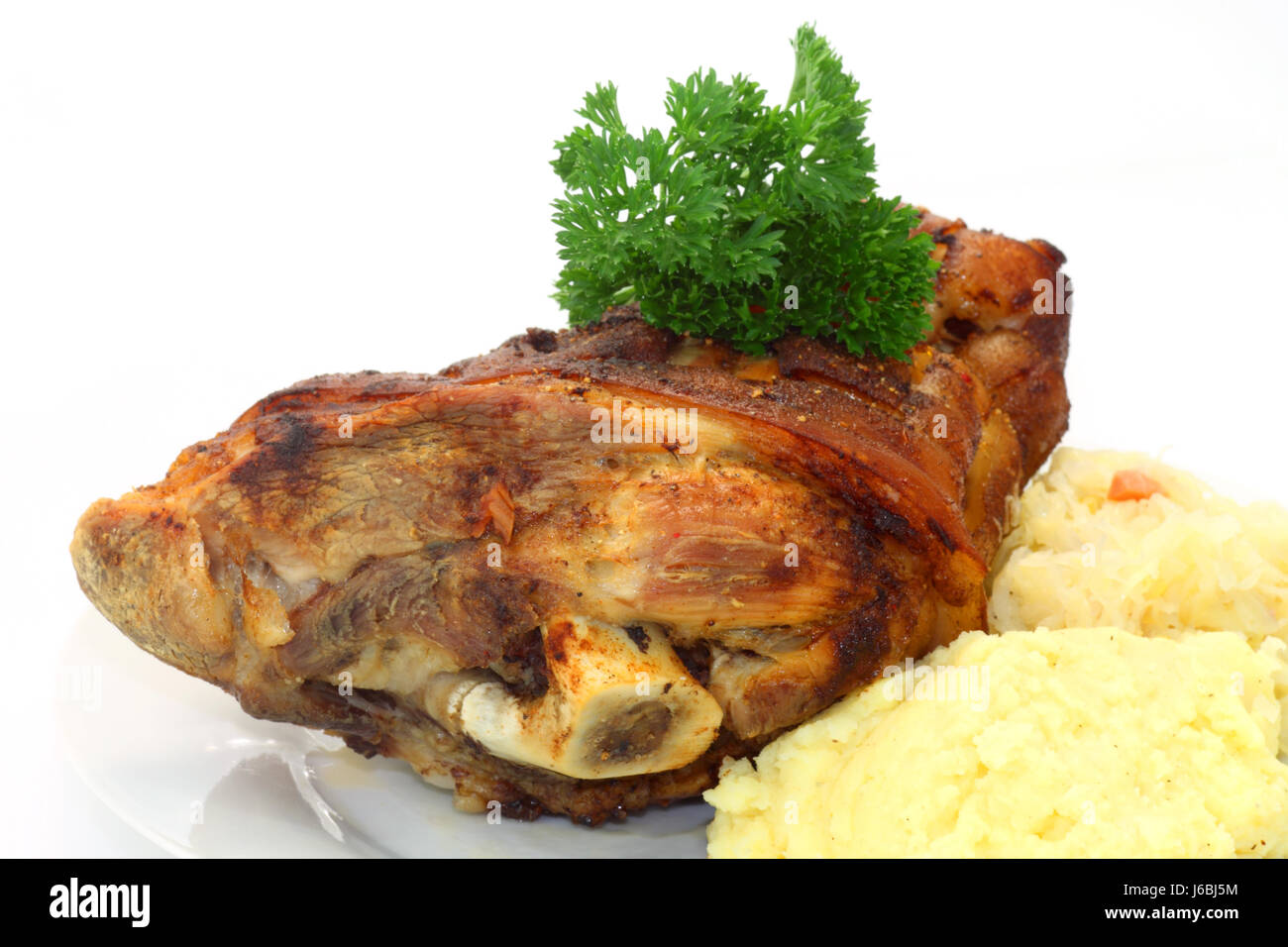 grilled pork food aliment bone grilled sauerkraut crust maced mashed ...