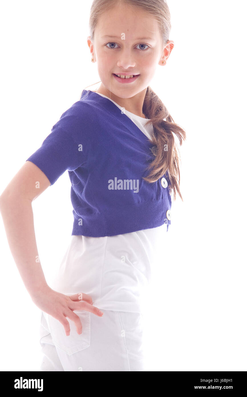 fashion posing photo model model child girl girls blue sweet isolated ...