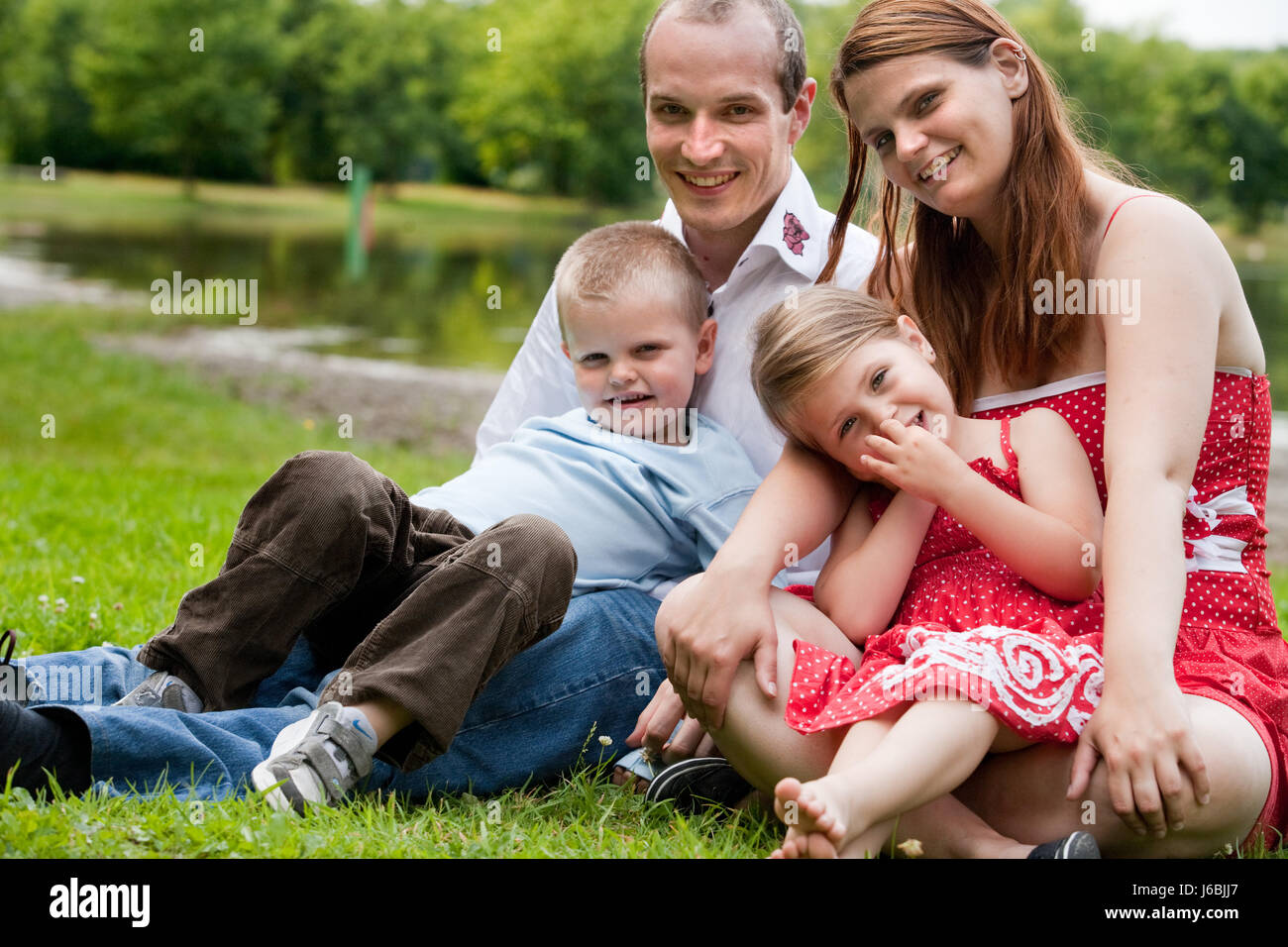 park blank european caucasian group familiy family child children kids ...