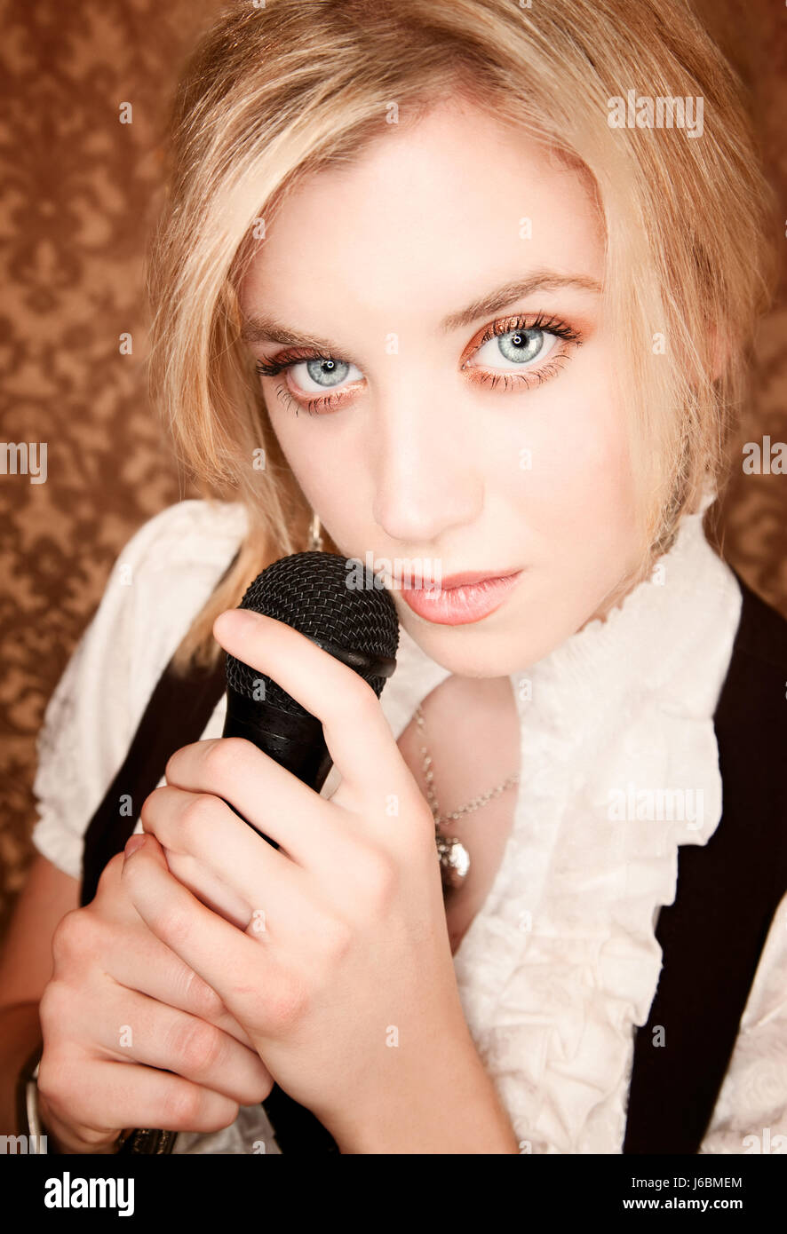 woman female songstress singer microphone performer entertainer girl ...