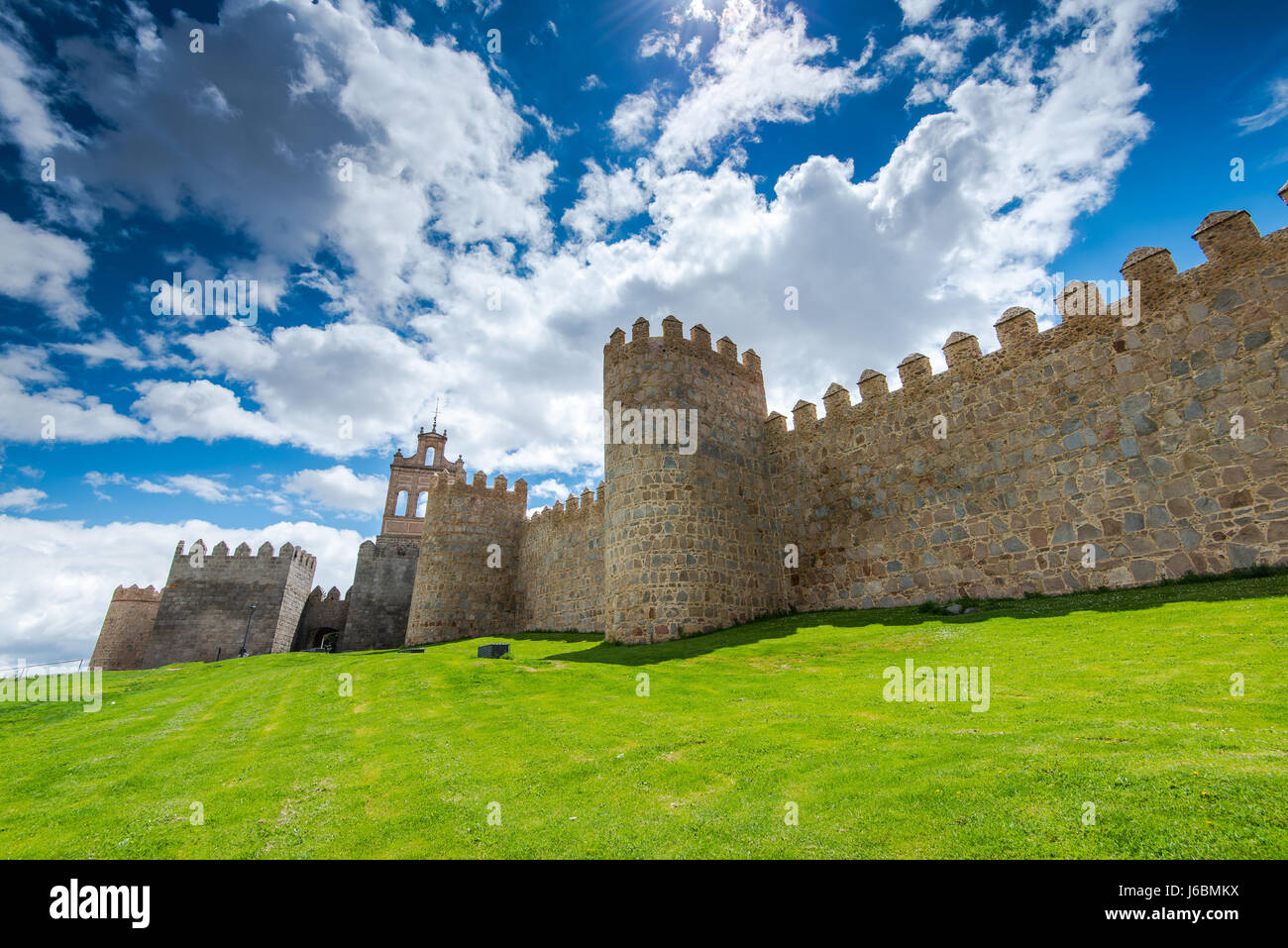 Walking around Avila defence walls at summer day Stock Photo - Alamy