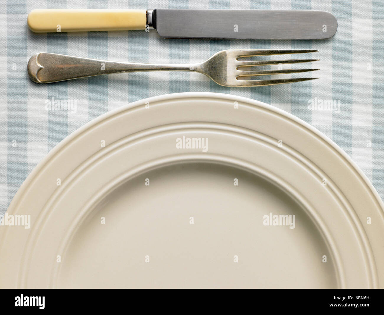 plate vertical china fork place setting chequered nobody cutlery ...