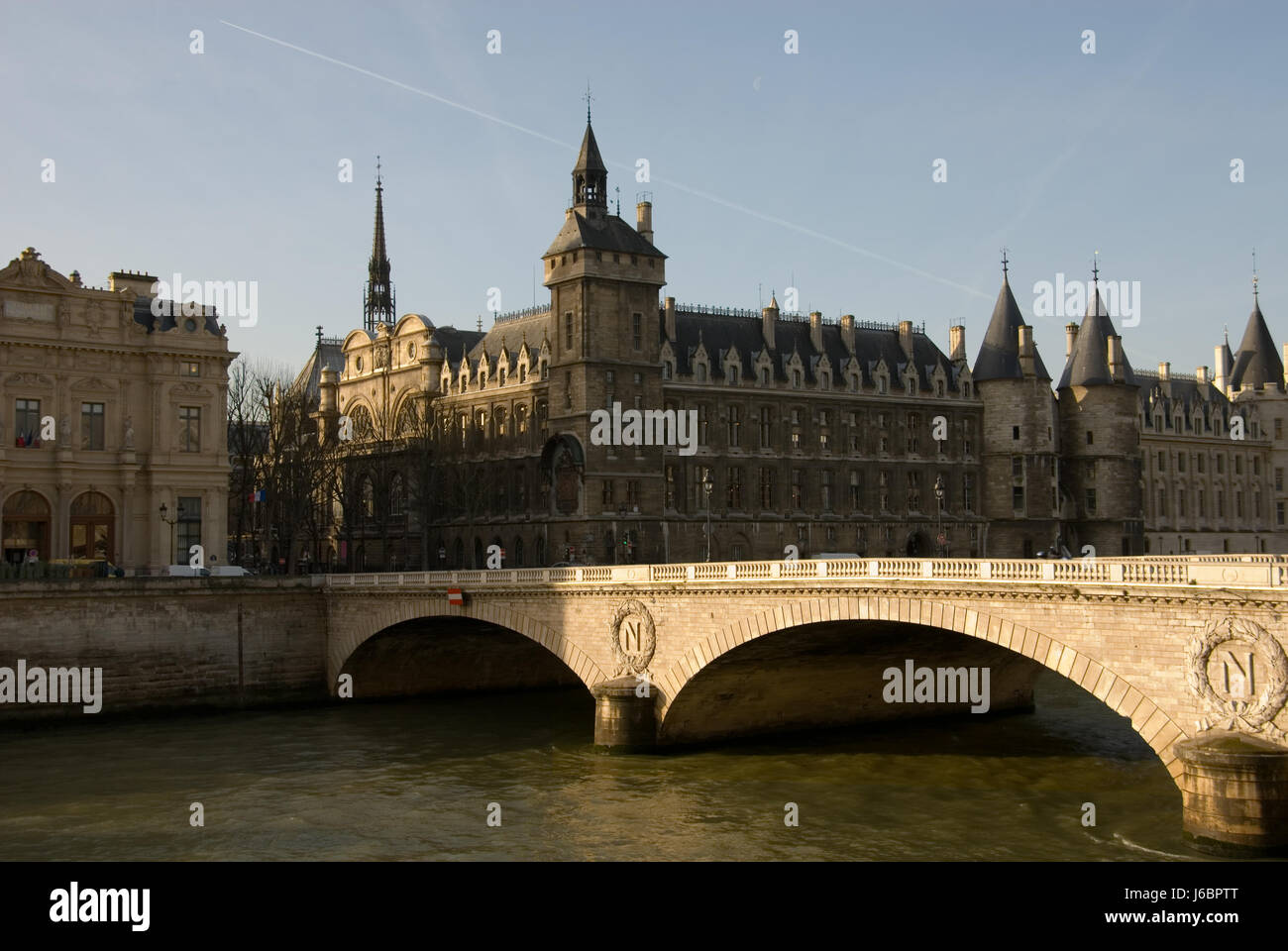 stone bridge paris france seine river water historical stone bridge ...