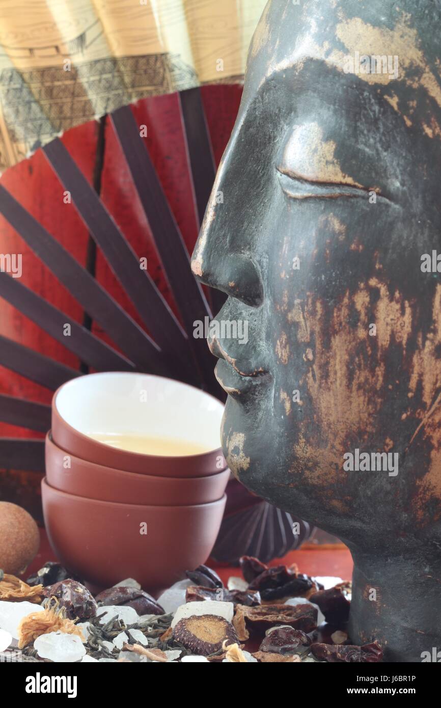 tea buddha fan china tea religion drink drinking bibs stone wood brown ...