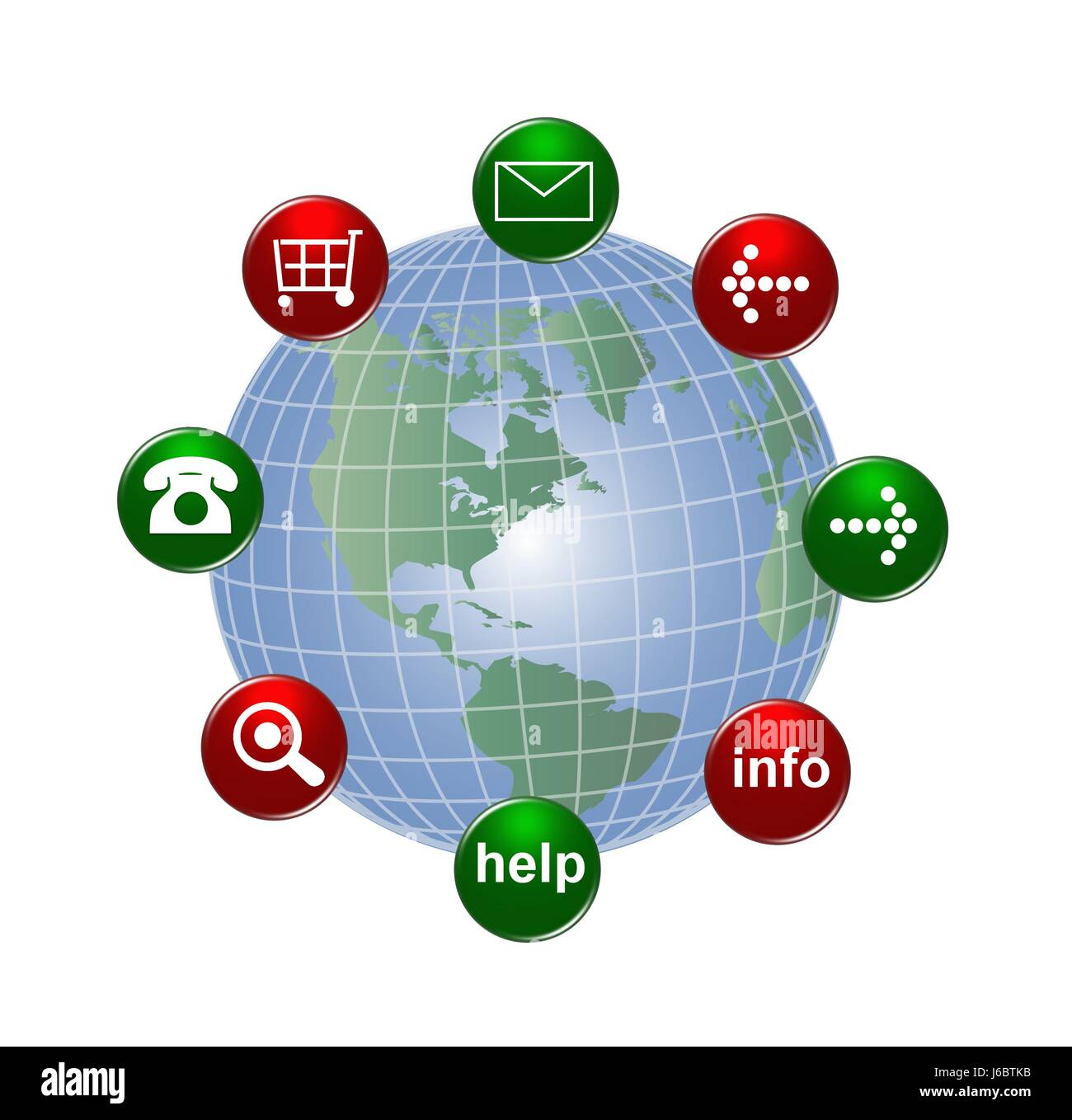 globe with green and red buttons Stock Photo - Alamy