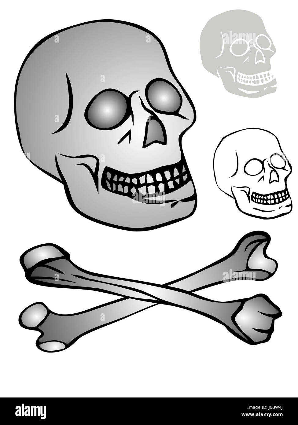 illustration skull scary bone halloween spooky horror element isolated ...