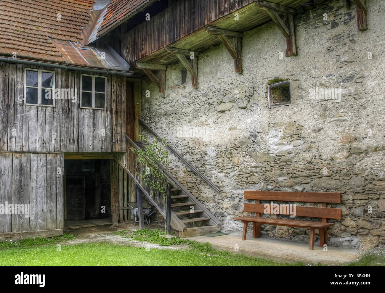 stairs agriculture farming austrians carinthia yard farm community ...