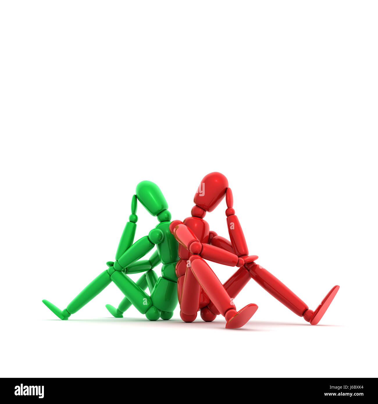 men man green thinker put sitting sit thinking red two guy isolated ...