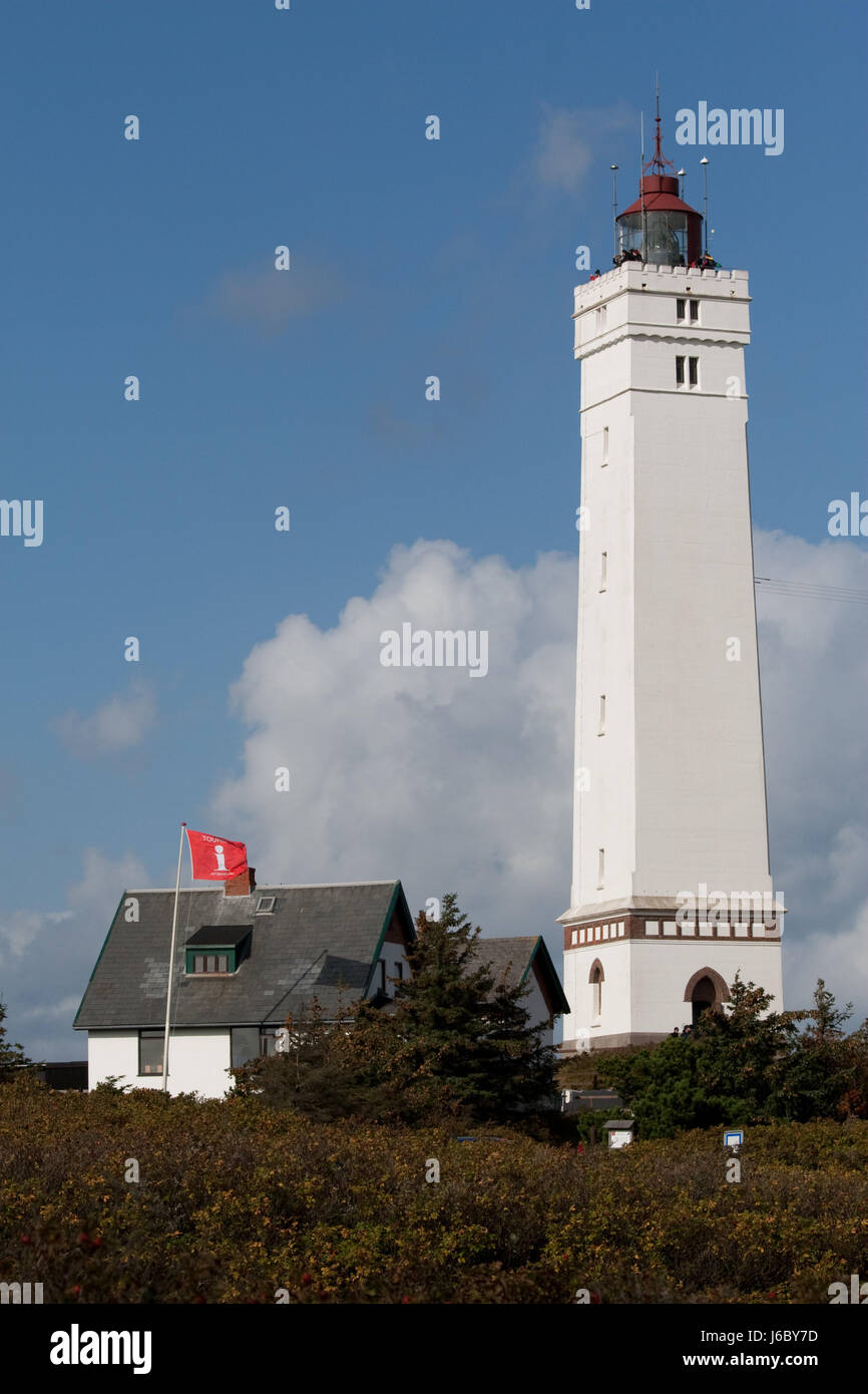 denmark lighthouse blue house building navigation beach seaside the ...